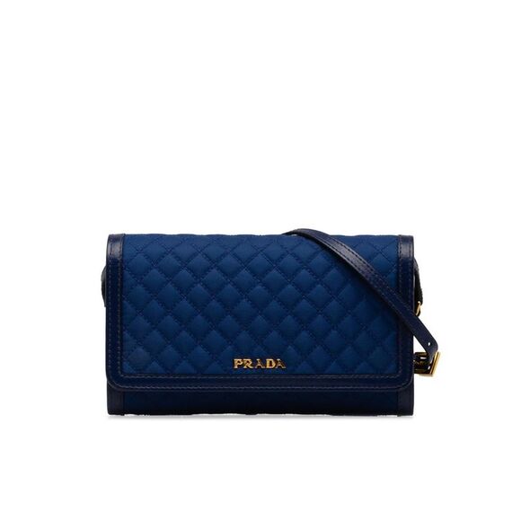 Prada | Bags | Pre Loved Prada Quilted Blue Wallet Crossbody Bag By ...